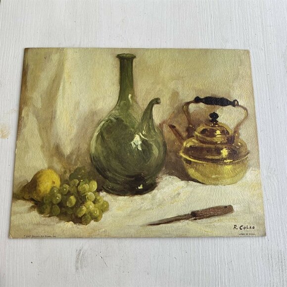 Art | Vintage Art Print Colao Still Life Green Pitcher Encore Art ...